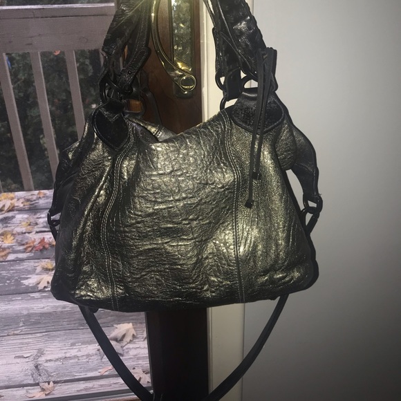 Pauric Sweeney | Bags | Pauric Sweeney Silver Metallic Leather Handbag ...